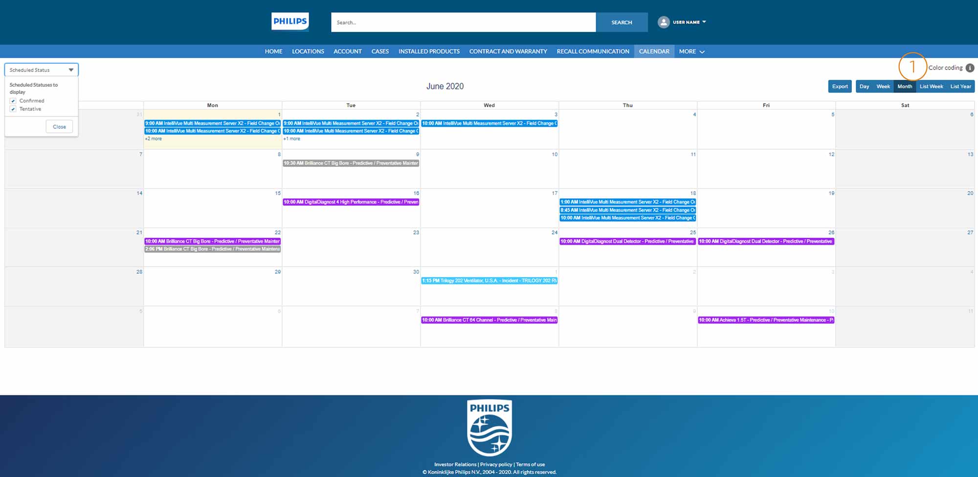 CS Portal Calendar | Philips Healthcare